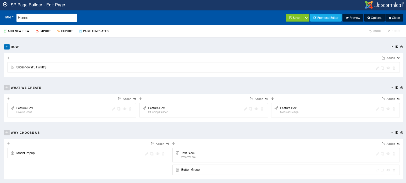 Frontend layout Customization with page builder | Rhino - Documentation | JoomShaper