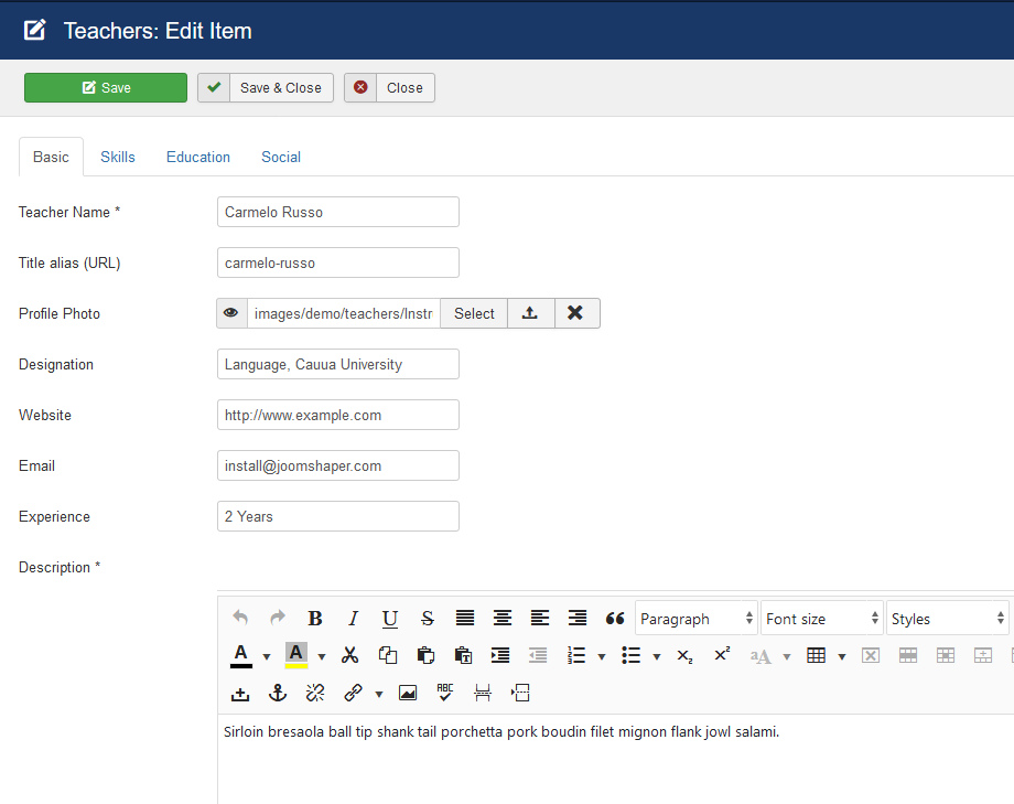 Teachers Profile | SP LMS - Documentation | JoomShaper