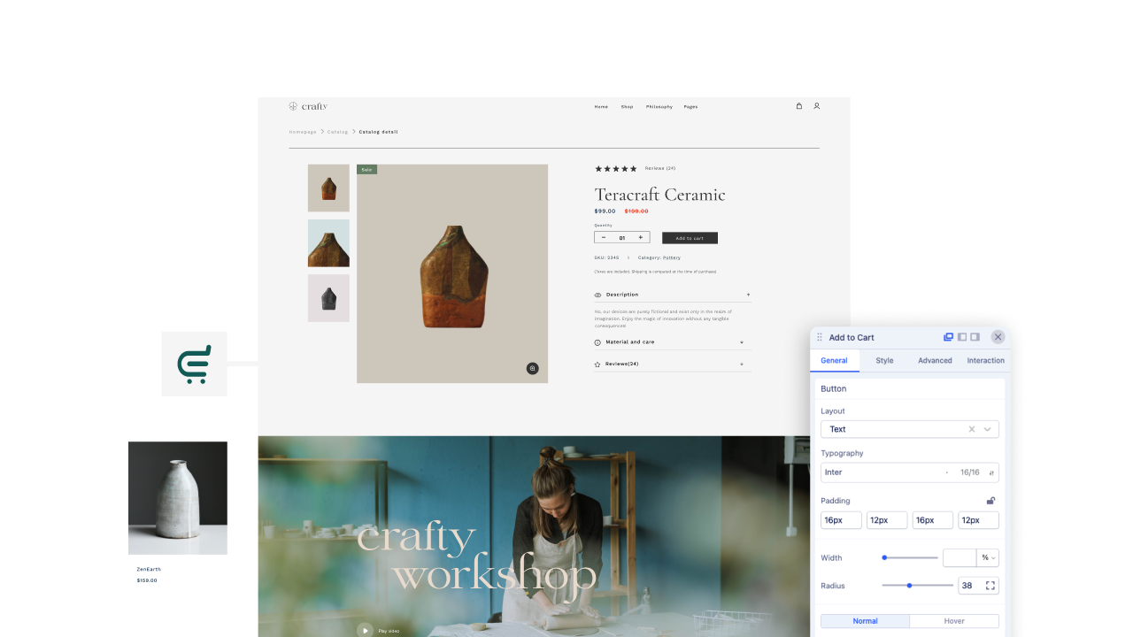 Crafty - Complete eCommerce template for crafts and pottery - JoomShaper