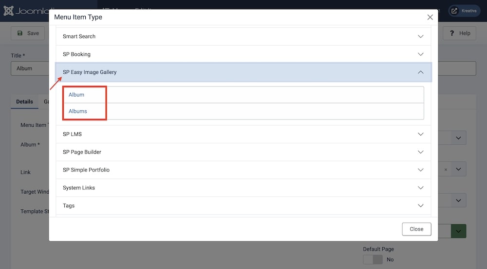 Assigning SP Easy Image Gallery Items as Menu Items | SP Easy Image Gallery - Documentation ...